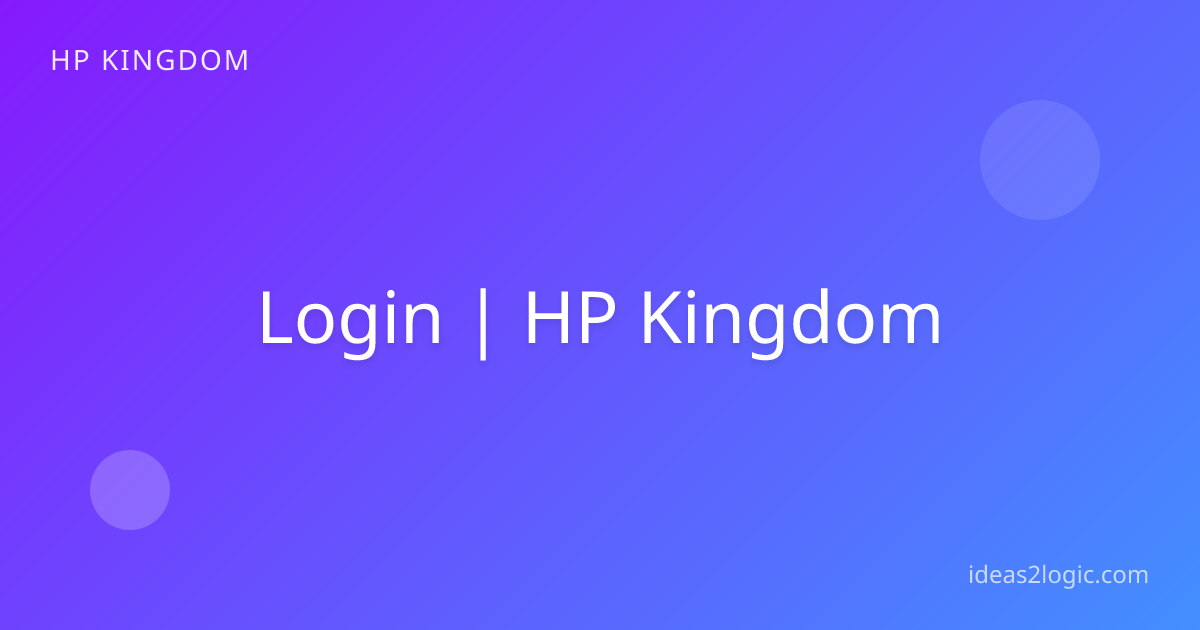 Login | HP Kingdom